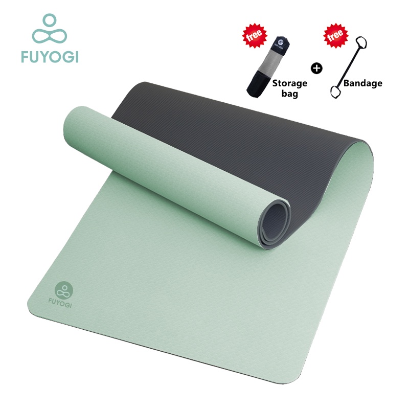 FUYOGI TPE Yoga Mat 8mm Non-Slip Fitness Mat Unscented Beginner Yoga ...