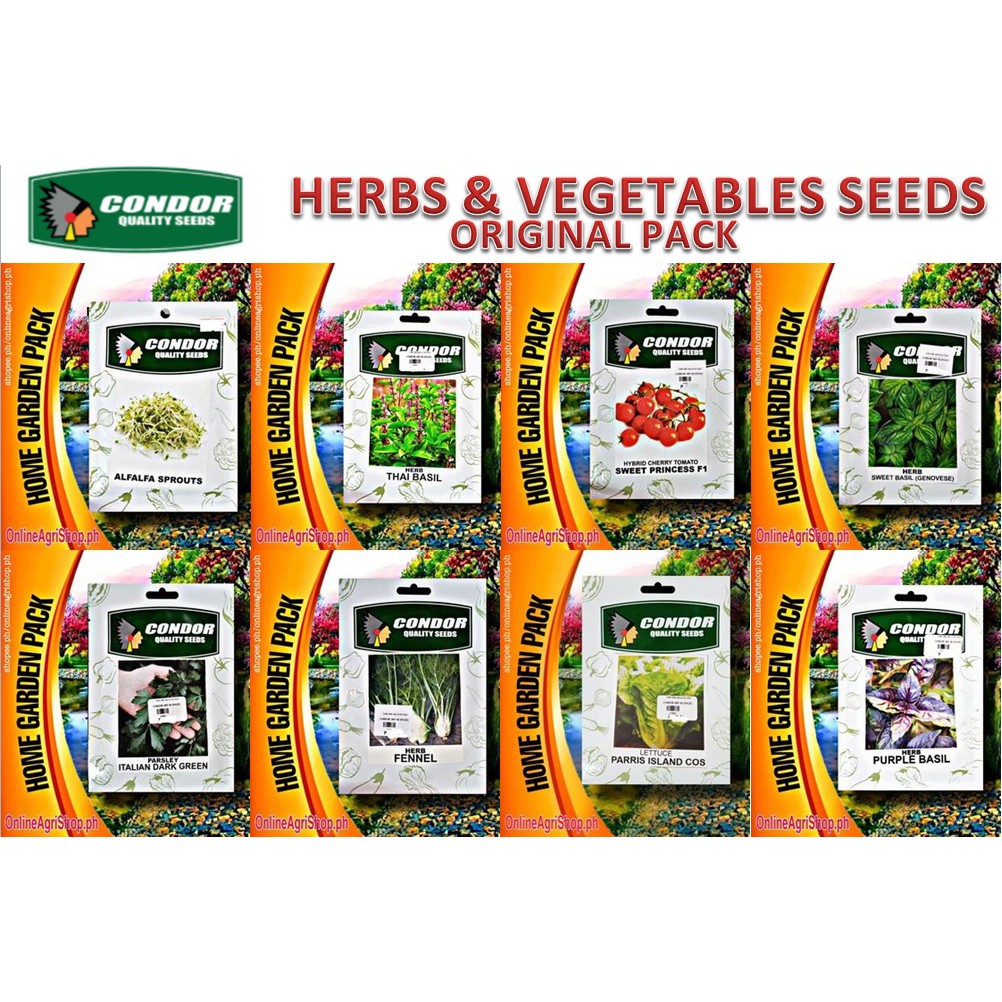 HERBS AND VEGETABLE SEEDS CONDOR (ORIGINAL PACK) | Shopee Philippines