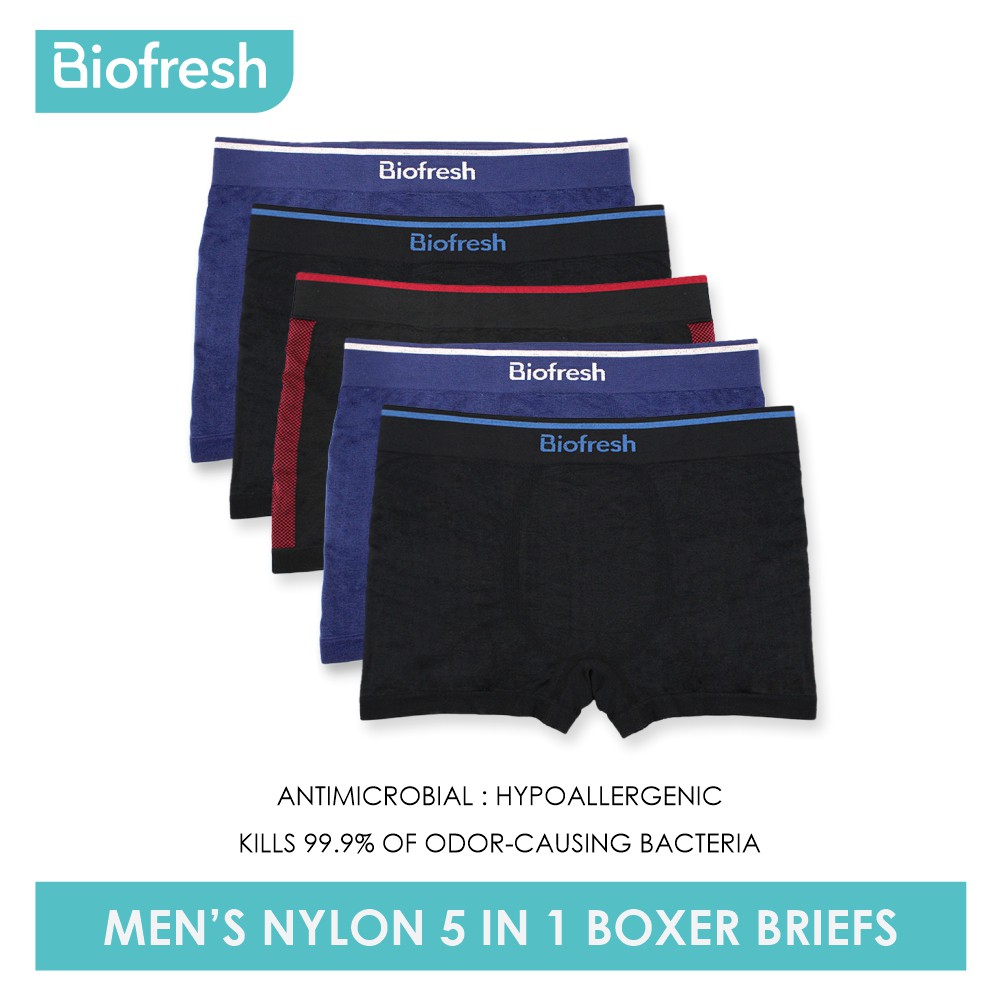 Biofresh Men’s Nylon Breathable Boxer Brief 5 pieces in 1 pack OUMBBG2 ...