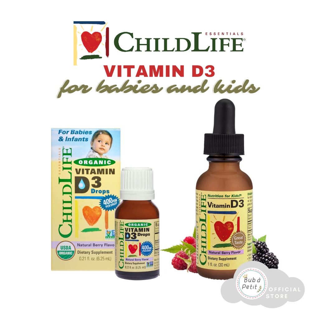 ChildLife Essentials Baby Organic Vitamin D3, Natural Berry Flavor ...