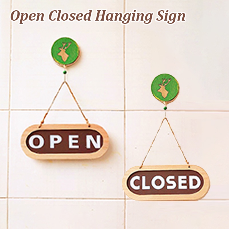 Double Sides Open Closed Sign Wooden Business Open Closed Hanging Sign ...