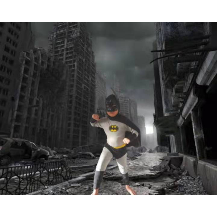 Bat-man Gray With Cap&Mask Set Costume For kids(2-8yrs old) | Shopee ...