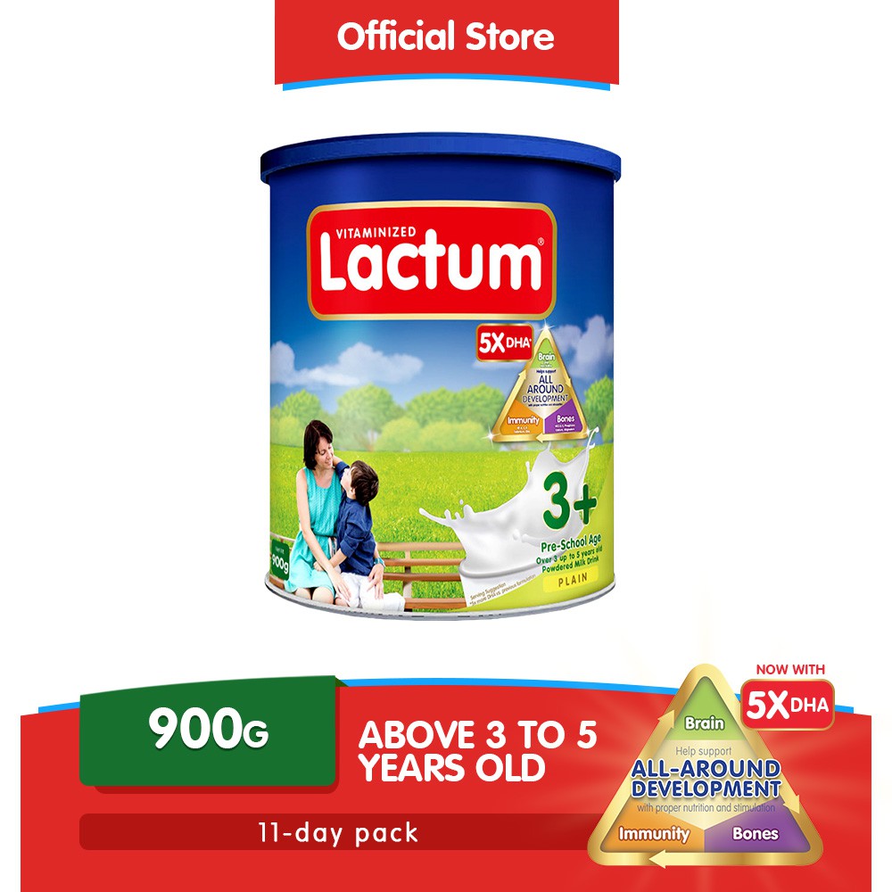 Lactum 3+ Plain 900g Milk Drink for Children Over 3 - 5 Years Old ...