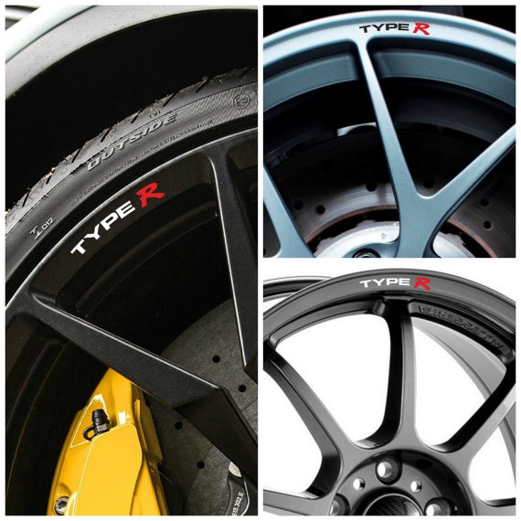 Honda TYPE R Rims Alloy Wheel Decals Stickers Curved Graphics Kit ...
