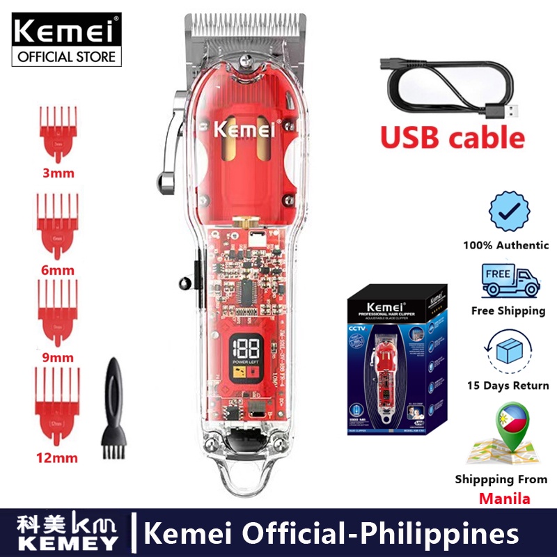 Kemei Cordless Professional Clipper Lithium Beard Hair Trimmer Cutting ...