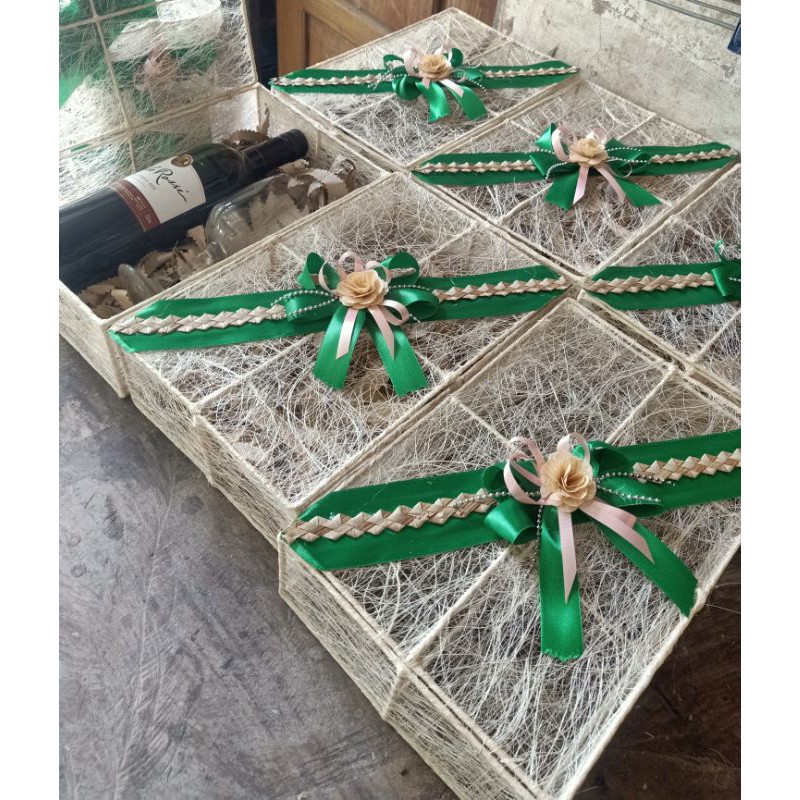 Abaca Box Wine Box 12x8x3 in Double for 750ml wine | Shopee Philippines