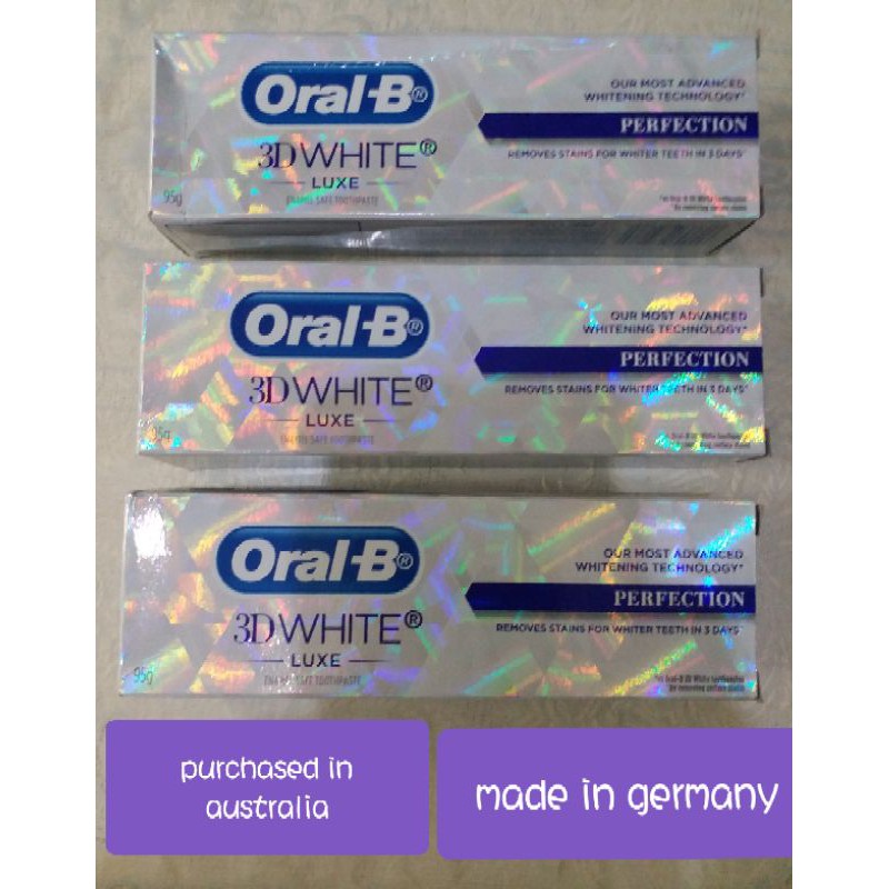 ORAL-B 3D WHITE LUXE PERFECTION TOOTHPASTE 95g(Germany made) | Shopee ...