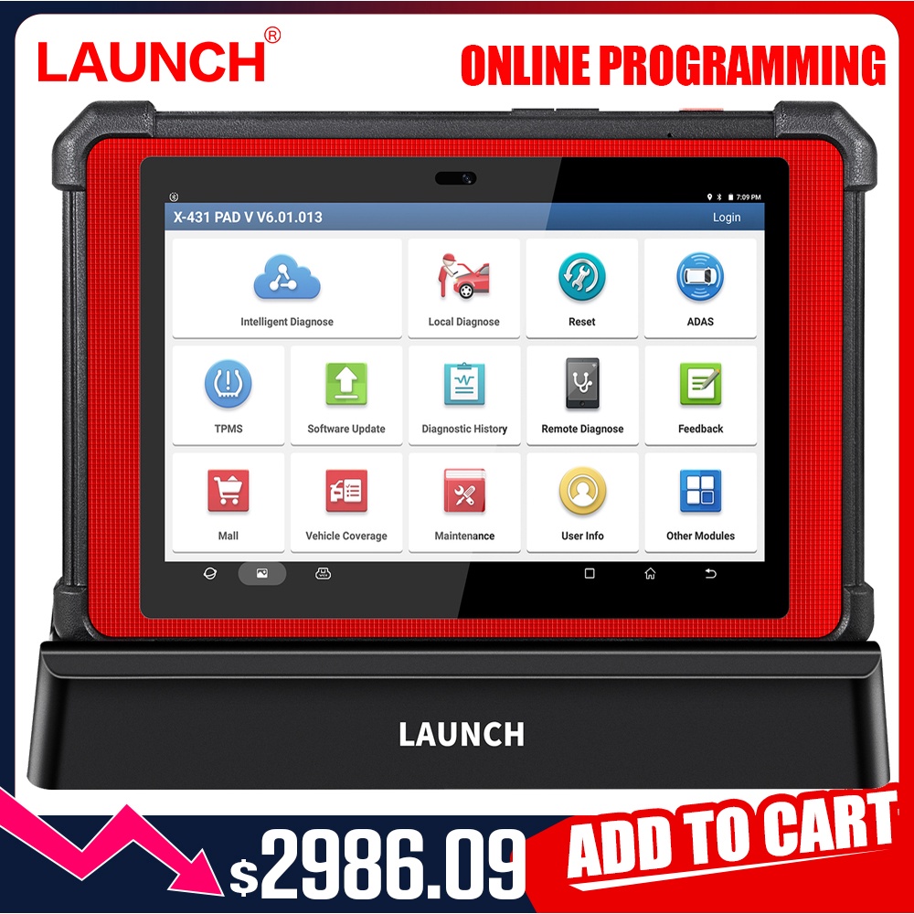 LAUNCH X431 PAD V 10.1' Car Diagnostic Tool OBD2 Full System Scanner ...