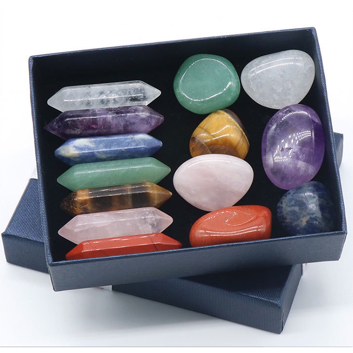 7CHAKRA Seven Chakra Set, 7 Irregular Hexagonal Columns, Yoga Stone Set ...