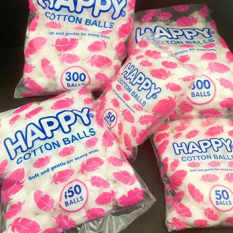 COD Happy Cotton Balls 50balls 150balls 300ball 1pack | Shopee Philippines