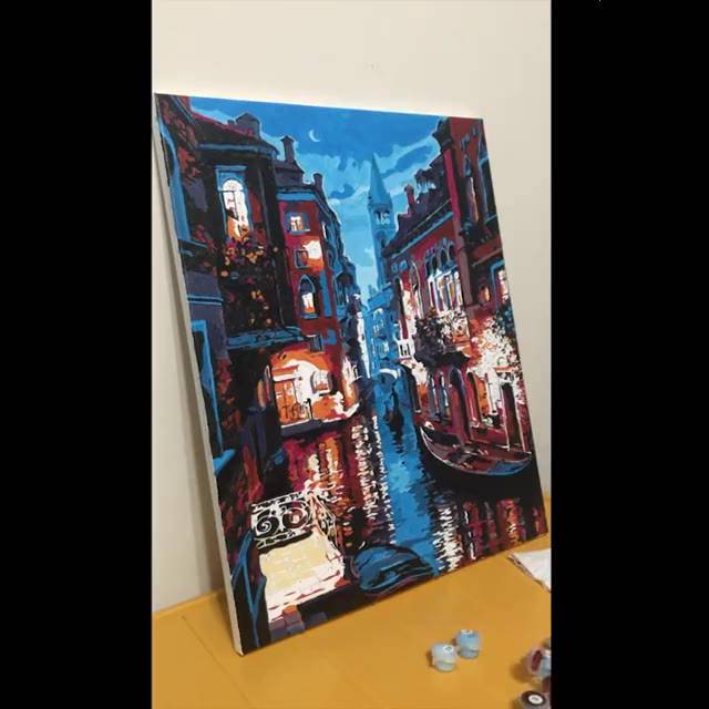 [ORFON] Paint by numbers 40*50 cm DIY frame hand-painted to heal Japanese-style architecture ...