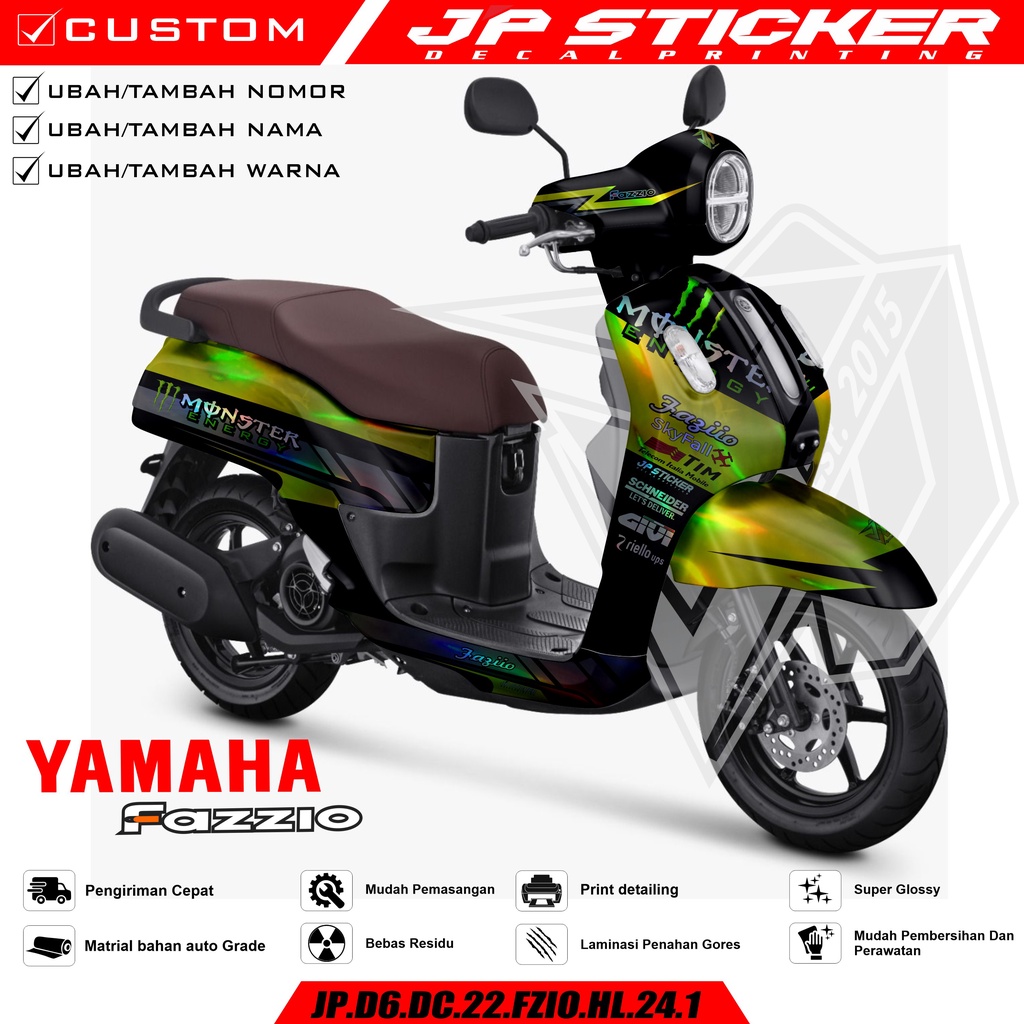 Yamaha Fazzio Hologram Sticker Decal, Chrome - Fazzio Full body Dekal ...