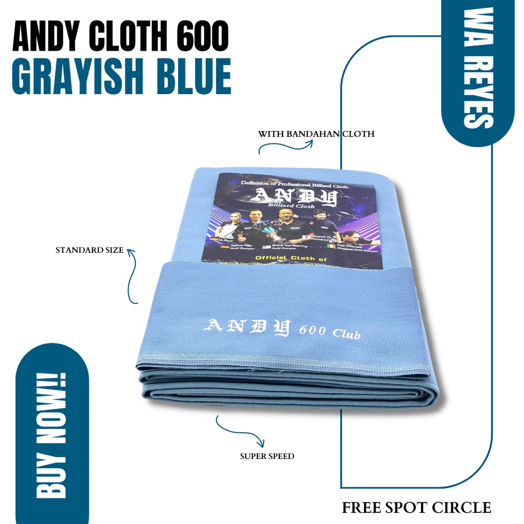 1PC. ANDY CLOTH 600 GRAYISH BLUE | TAPETE NG BILYARAN | BILLIARD CLOTH ...