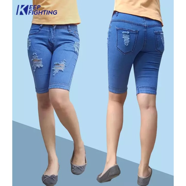 KF Babae Denim Tokong for Woman Tattered Jeans Woman Shorts | Shopee ...