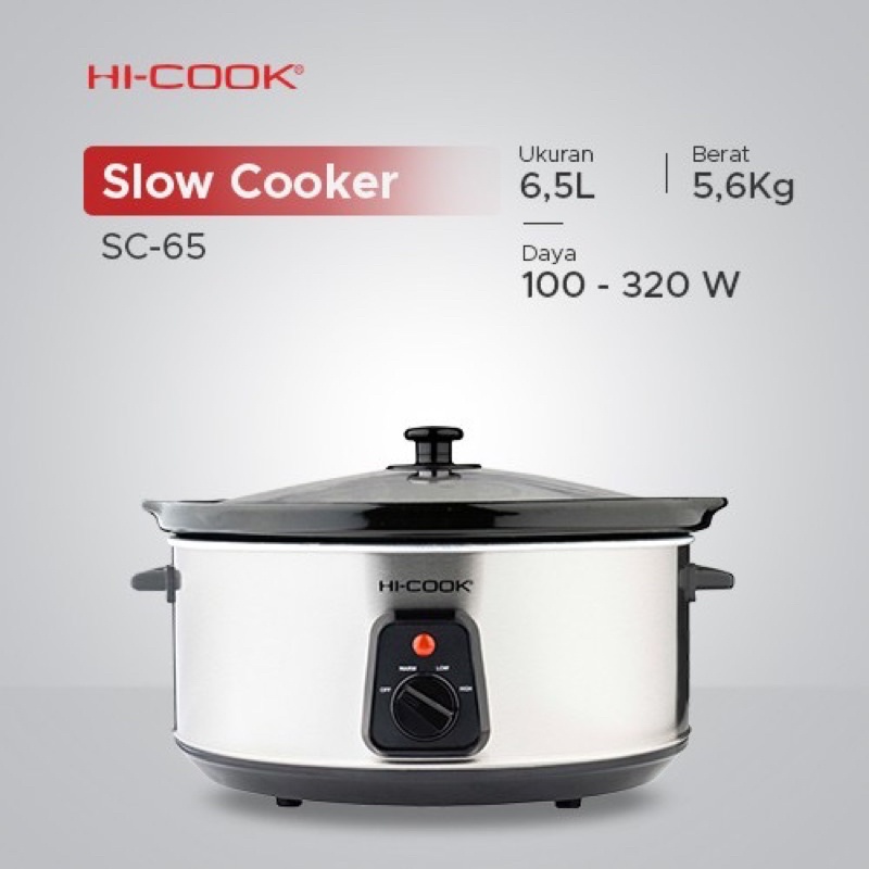 Hi-cook Hicook Slow Cooker 6,5 L Electric Pot 6 5 liter Jumbo Resto ...