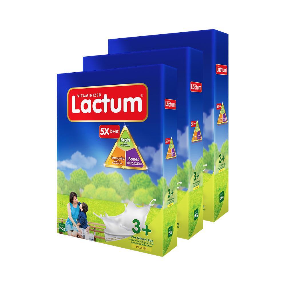 Lactum 3+ Plain 450g (150g x 3) Milk Drink for Children Over 3 - 5 ...