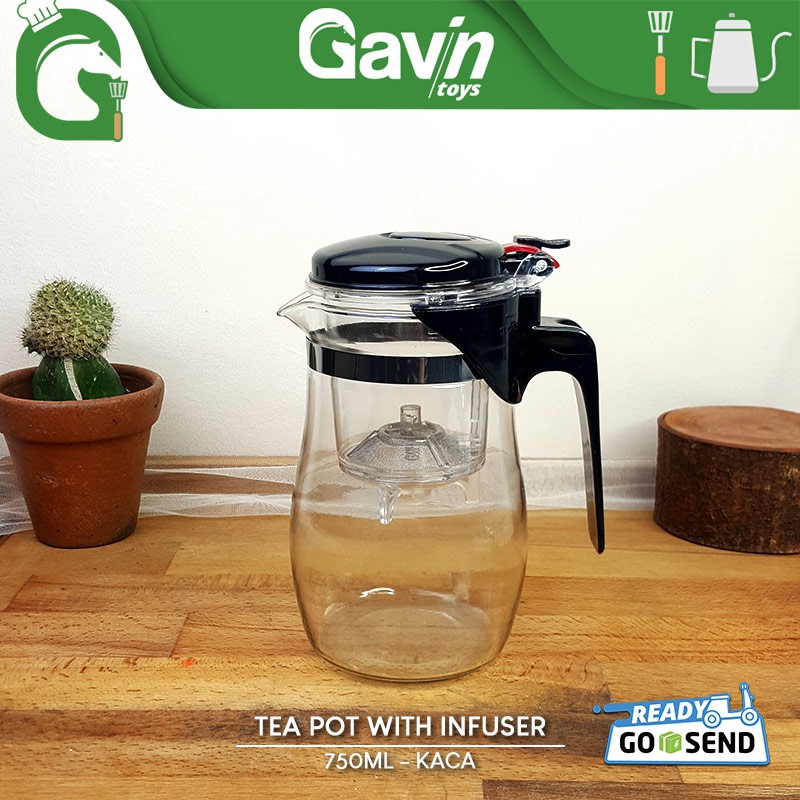 Tea Jug Infuser 750ml Glass Filter Tea Pot Teapot Strainer Glass Tea ...