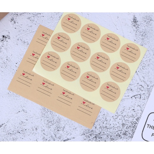 20 Sheets | Handmade stickers (Thankyou / Hand Made Sticker Round ...