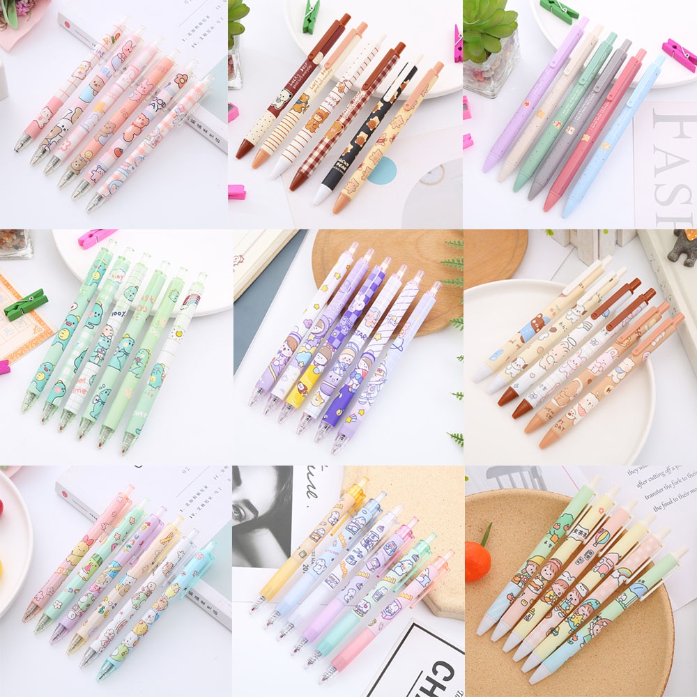 K-MIME 6 Pieces Pen Cute Cartoon Gel Pen Office School Student Gel Pen ...