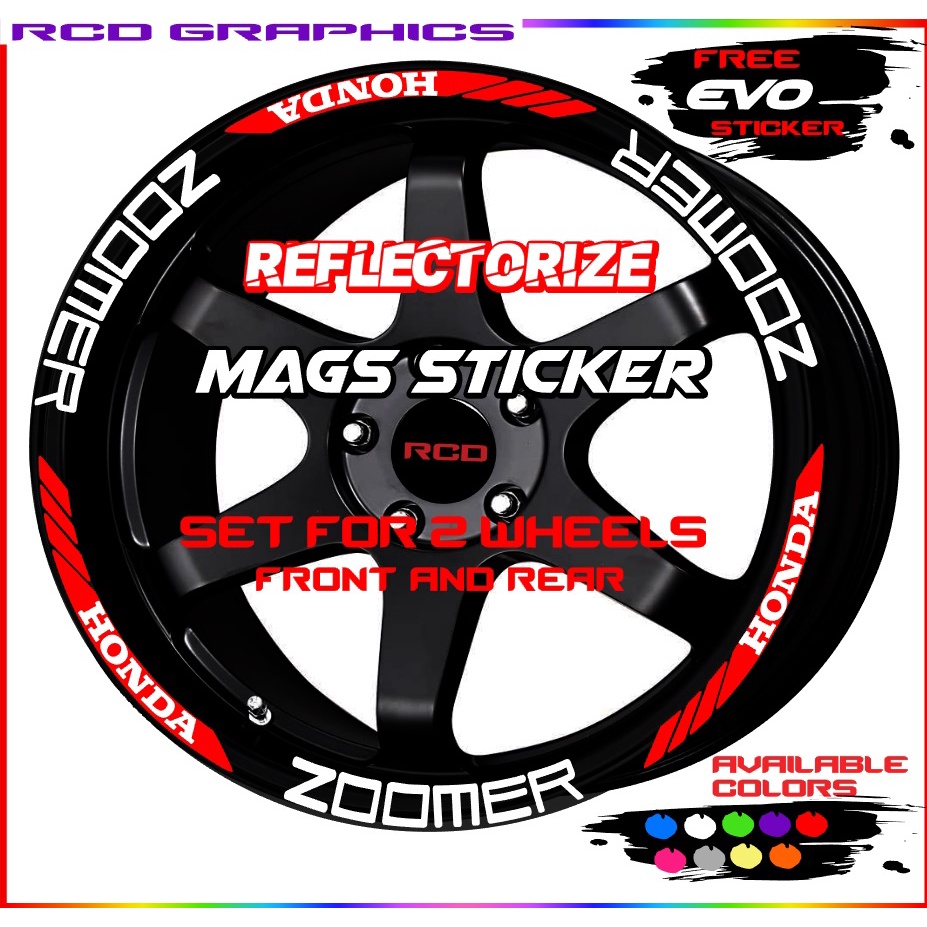 Honda zoomer X reflectorize mags sticker set for 2 wheels front and ...