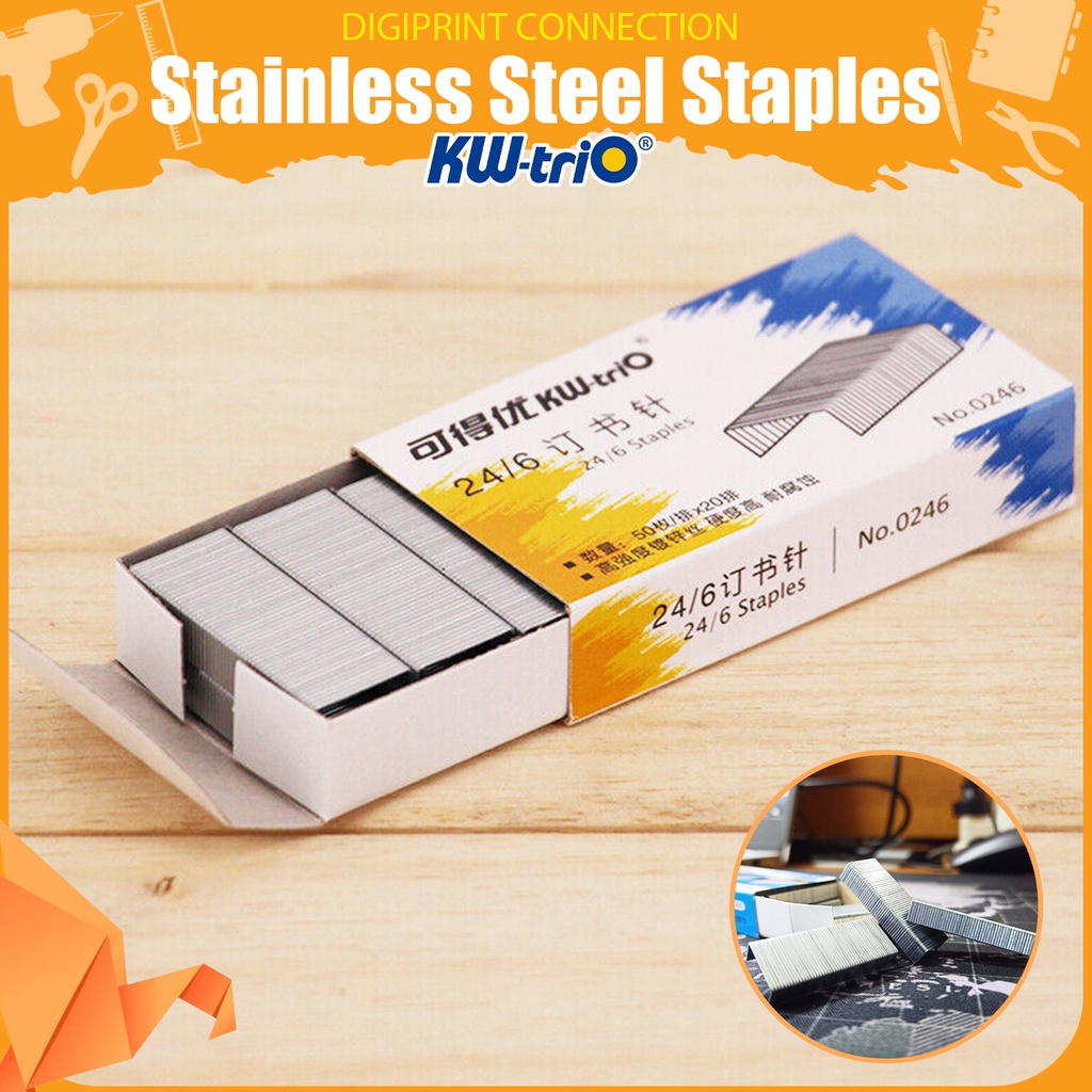 5pcs 1000pcs/ box stainless steel staples nail 24/6 KW Trio Brand ...