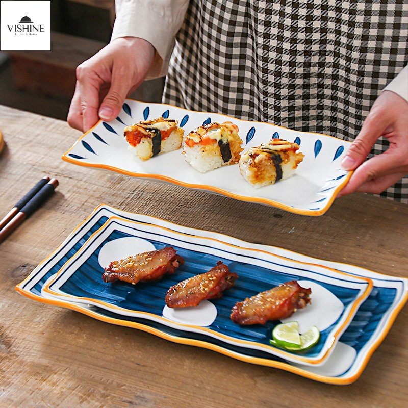 Japanese-style Rectangle Ceramic Handle Plate Ceramic Bakeware ...
