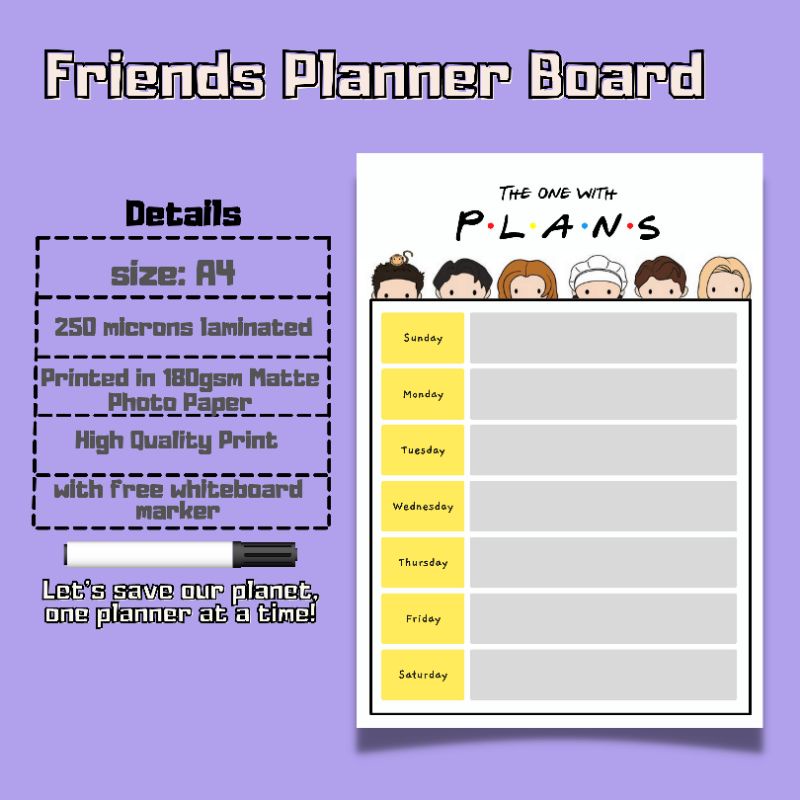FRIENDS inspired PLANNER BOARD (REUSABLE) | Shopee Philippines