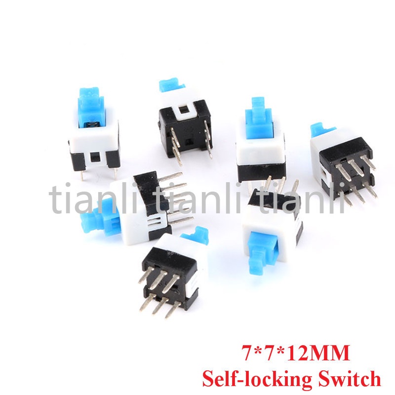 40/20pcs 6 Pin DPDT Mini Push Button Self-locking Switch Square 7x7x12mm G64 Multimeter Switch ...