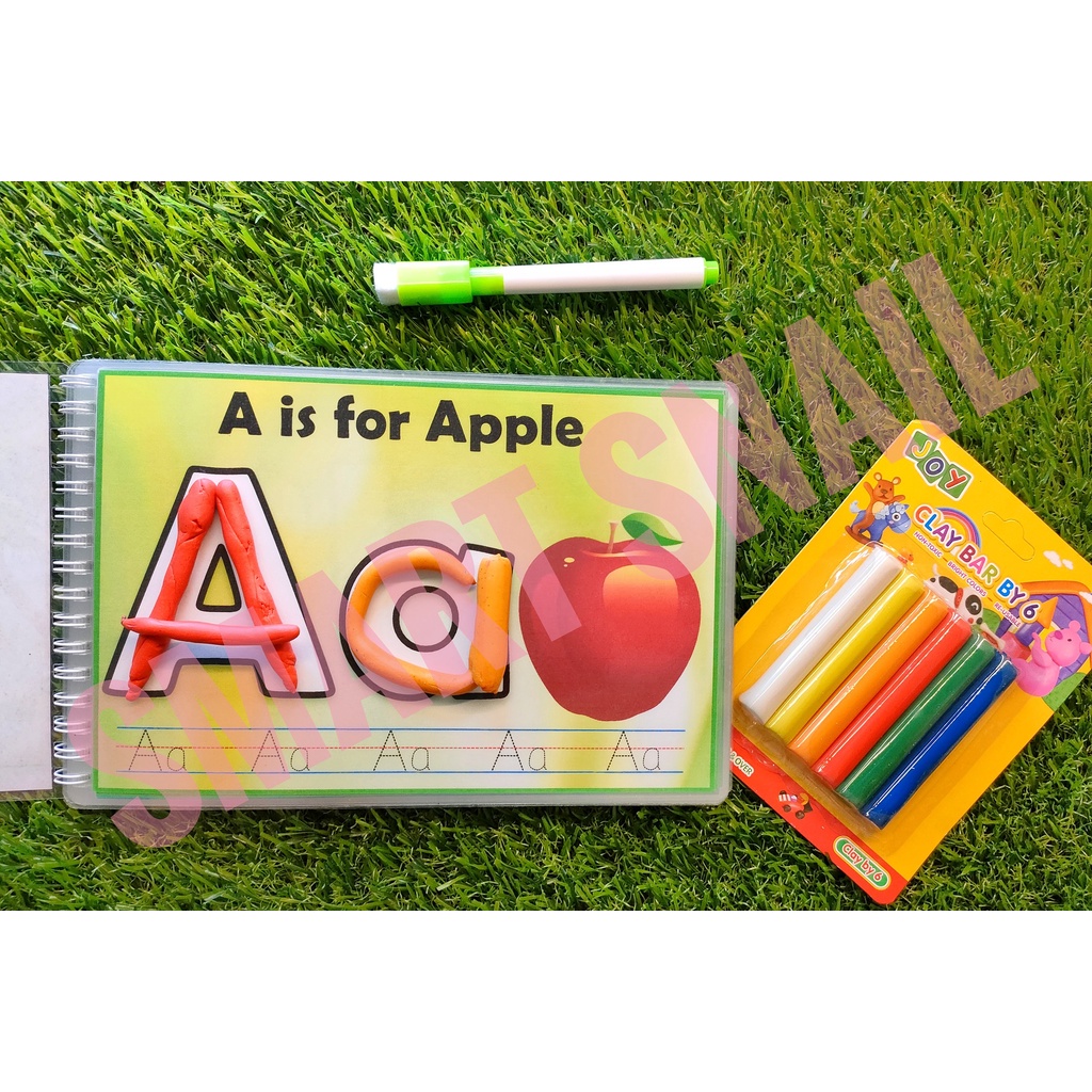 3in1 Alphabet Playdough Mats, Flashcards & Tracing with FREE CLAY & DRY ...