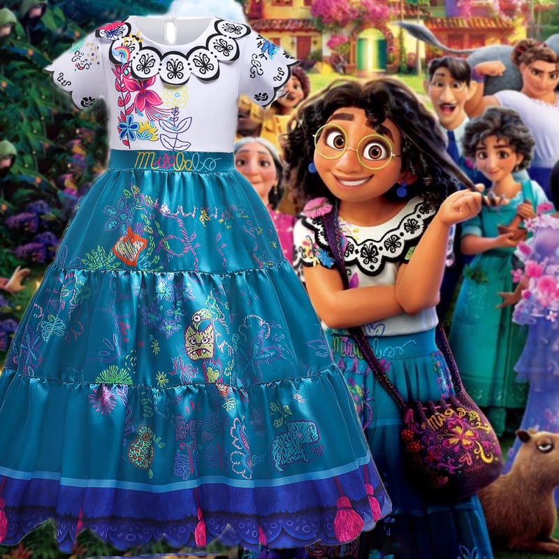 WFRV Encanto Dress for Girls Princess Dress Madrigal Cosplay Costume ...