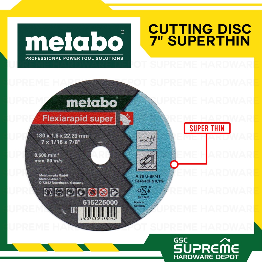 Metabo Cutting Disc / Cut Off Wheel 7" (Super Thin) | Shopee Philippines