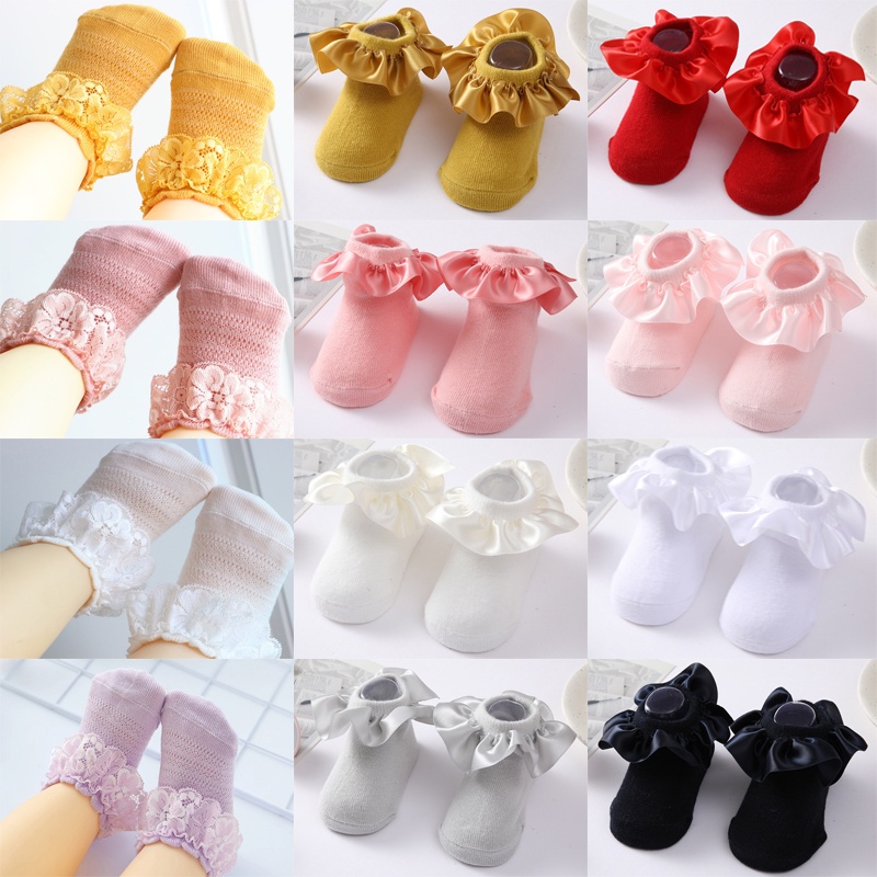 Baby Socks For Kids Girl Cotton Ruffle Lace Design Sock Infant Girls ...