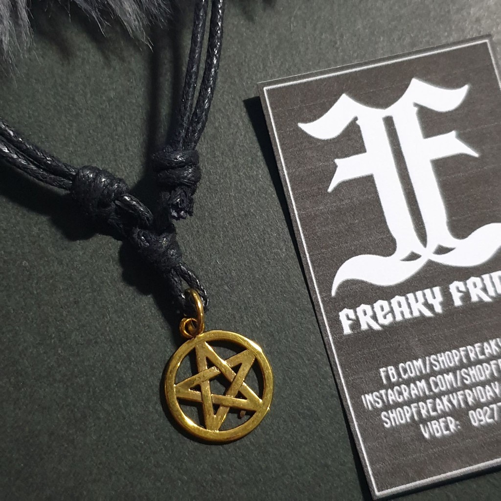 Gothic Witch Mini Pentacle Star Charm Adjustable Choker Necklace ...