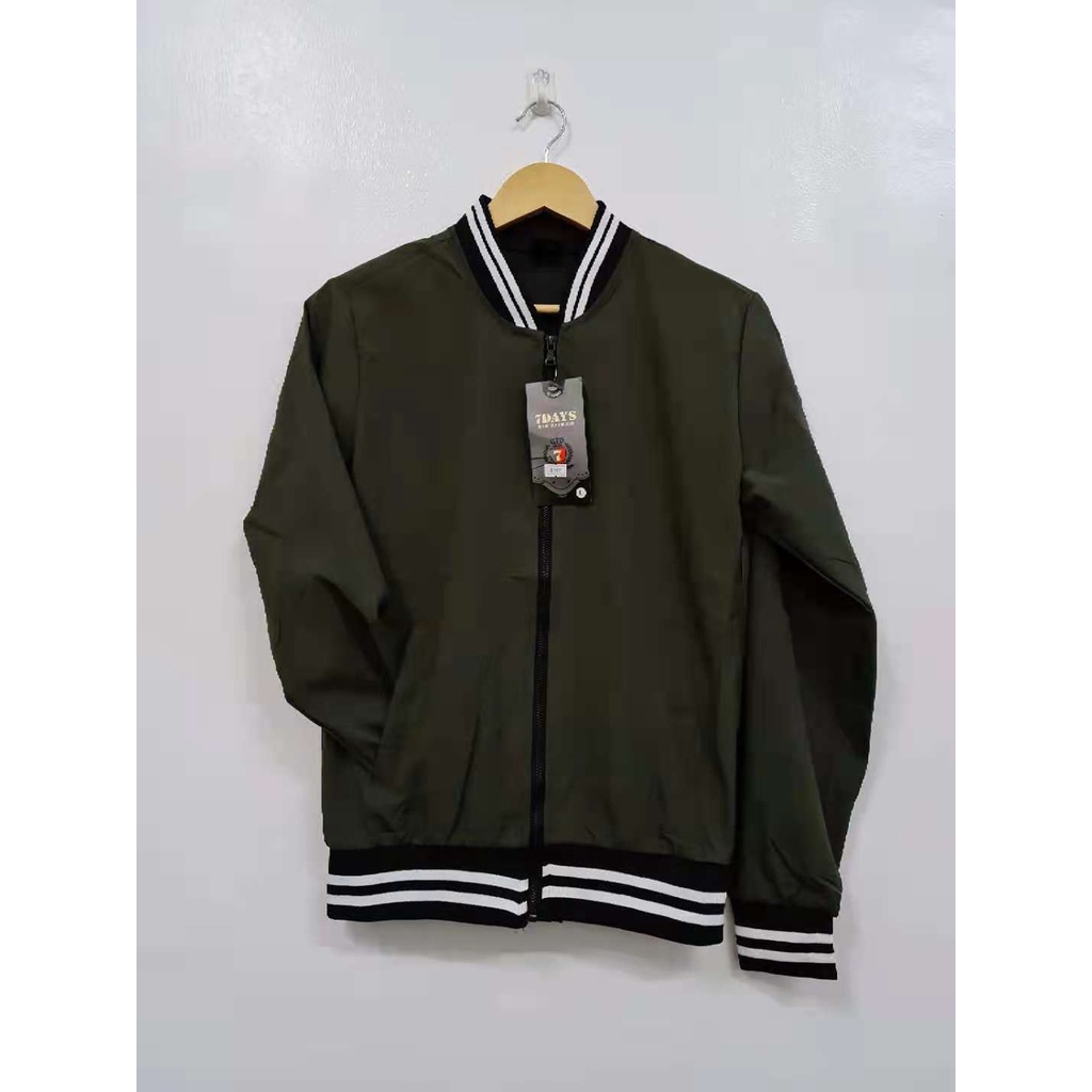 MEN'S SOLID ZIP BOMBER JACKET | Shopee Philippines