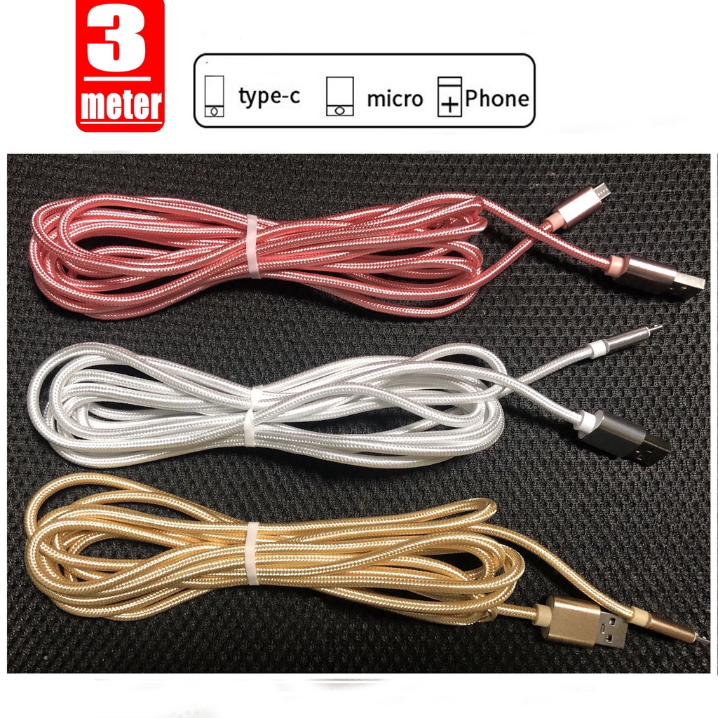 1pcs 3meter 1 meter Fast Charging Charger type C USB C micro Cable For ...