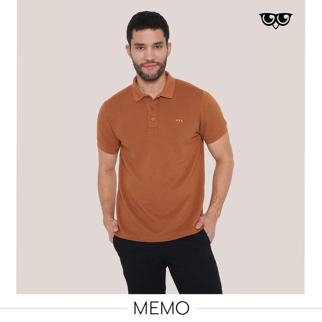 Memo O.O.O. Textured Polo For Men (Brown) | Shopee Philippines