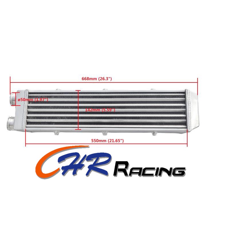 Aluminum Turbo Intercooler 26"x6.8"x3.2" Delta Fin Design One Sided 2 ...