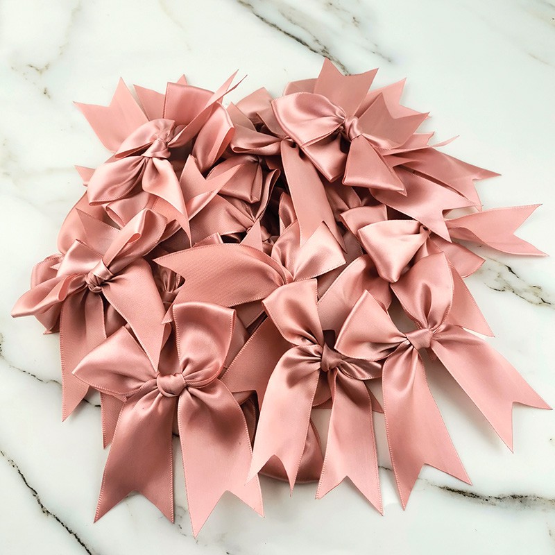 (30pcs) fresh pink ribbon bows Polyester Satin Bow Flower DIY Craft ...