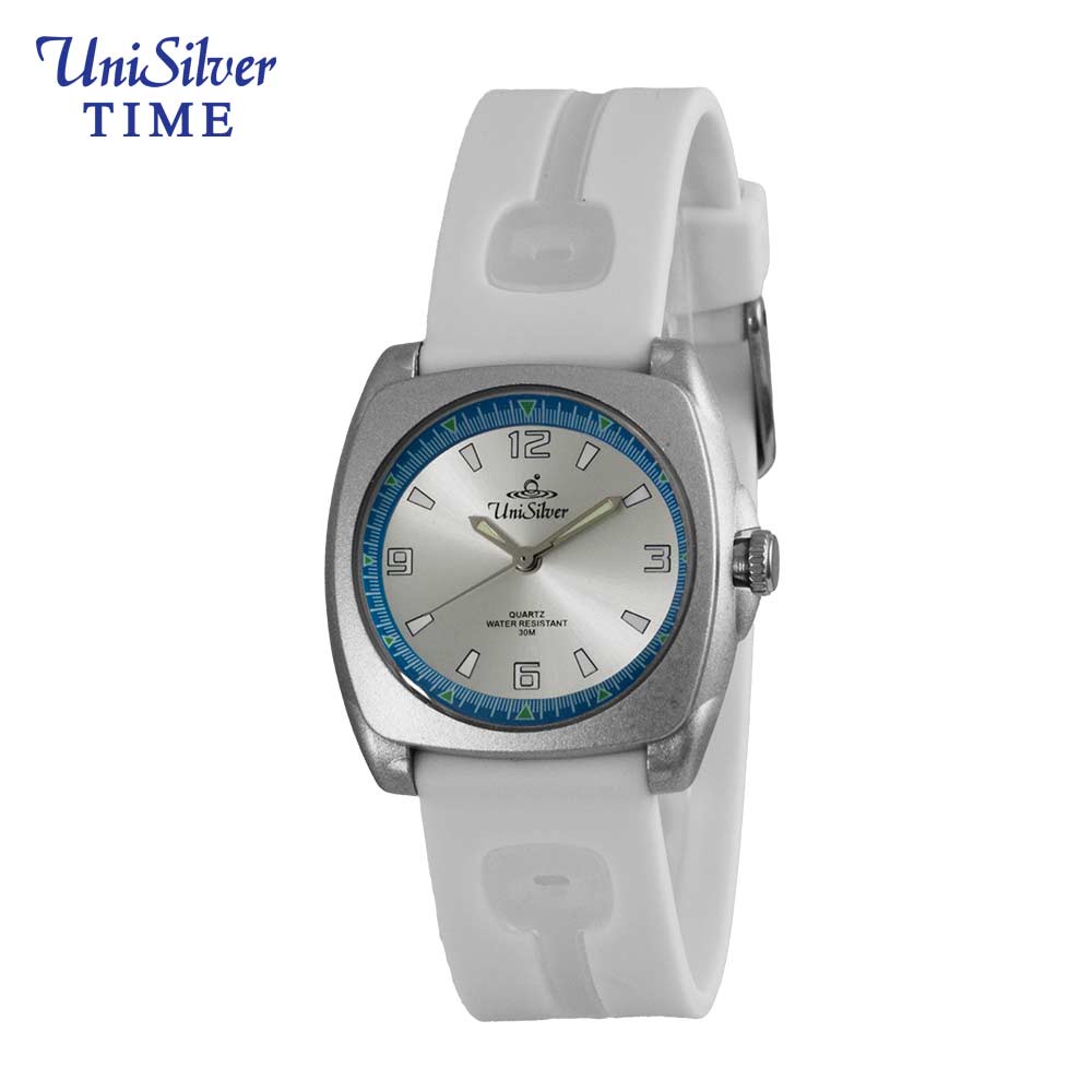 UniSilver TIME Iconiq Ticker Solid White Analog Rubber Watch KW089-6640 ...
