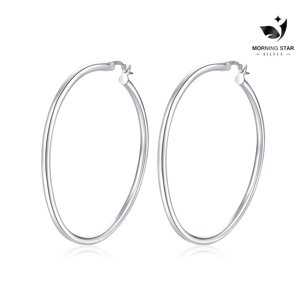 Morning Star Top Silver 925 Italy Silver Loop Earrings EMS655 | Shopee ...