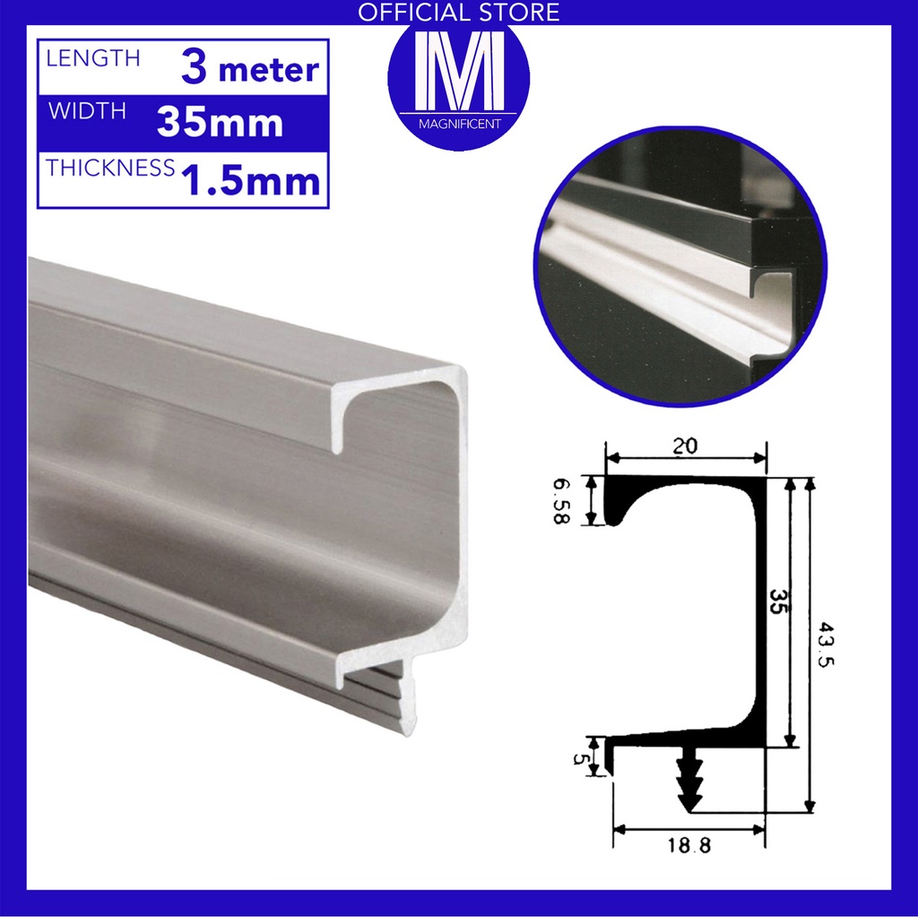 Aluminum C-Type Grab Handle for Cabinet Door (3 meter) | Shopee Philippines