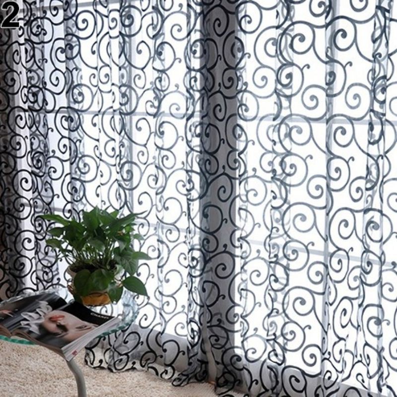 New Flocking design lace curtain for Window. | Shopee Philippines