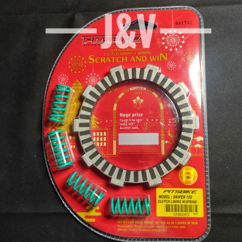 PITSBIKE CLUTCH LINING WITH SPRING FOR SNIPER150 TFX150 R15 | Shopee ...