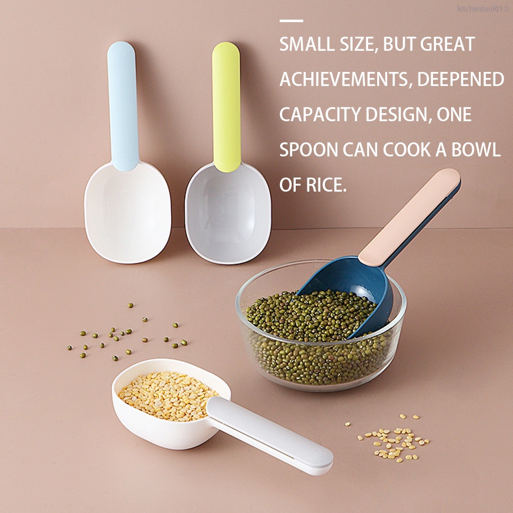 Kitchen Rice Spoon Paddle Long Handle Scoop Cup Food Snack Bag Clamp ...