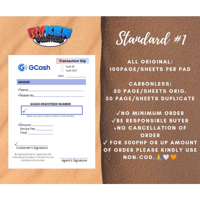 GCASH TRANSACTION SLIP/RECEIPT/FORMS | Shopee Philippines