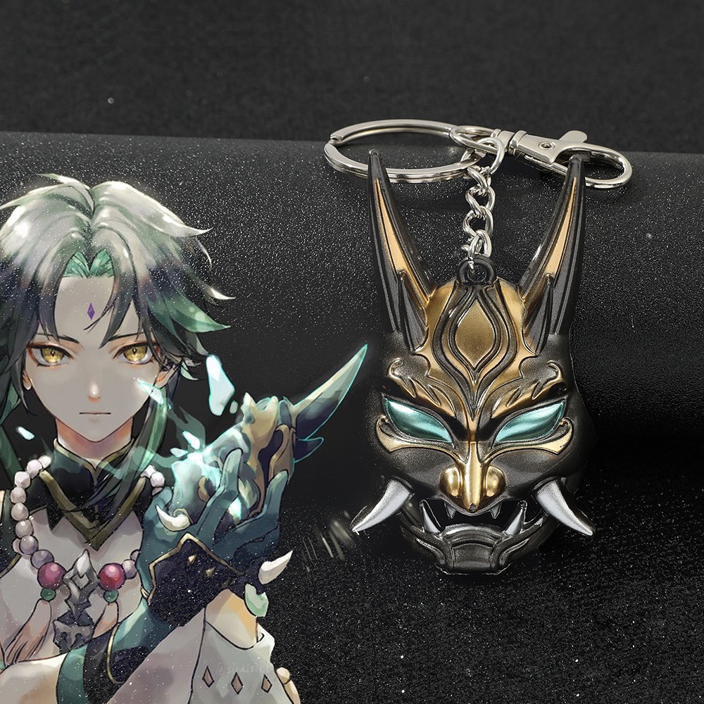 Genshin Impact Yasha Xiao Mask Cosplay Alloy Key Chains Keychain Metal ...