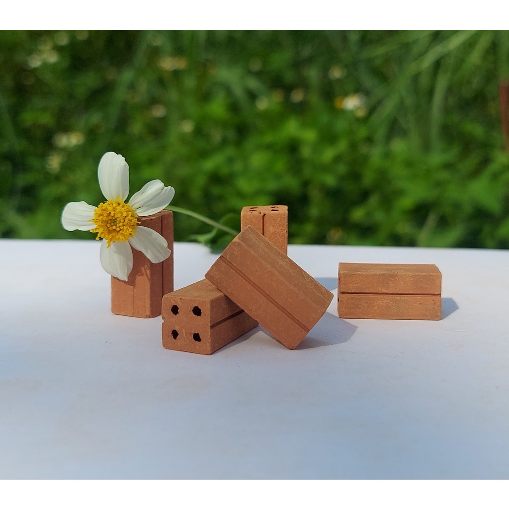 100 pieces - Mini 4-hole TUBE BRICKS 20x10x10mm, Model Clay Tiles ...