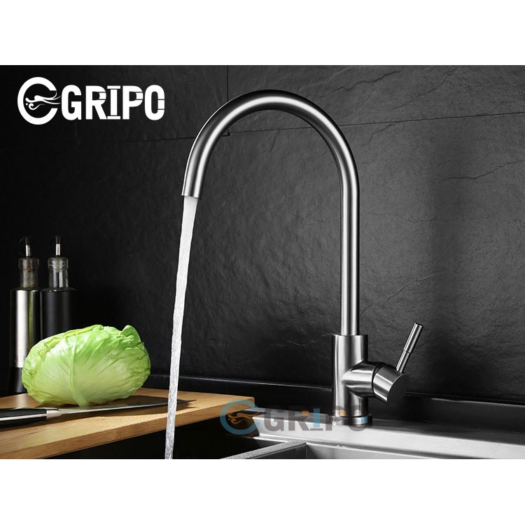 GRIPO SUS304 Stainless gooneck vertical hot and cold kitchen faucet ...