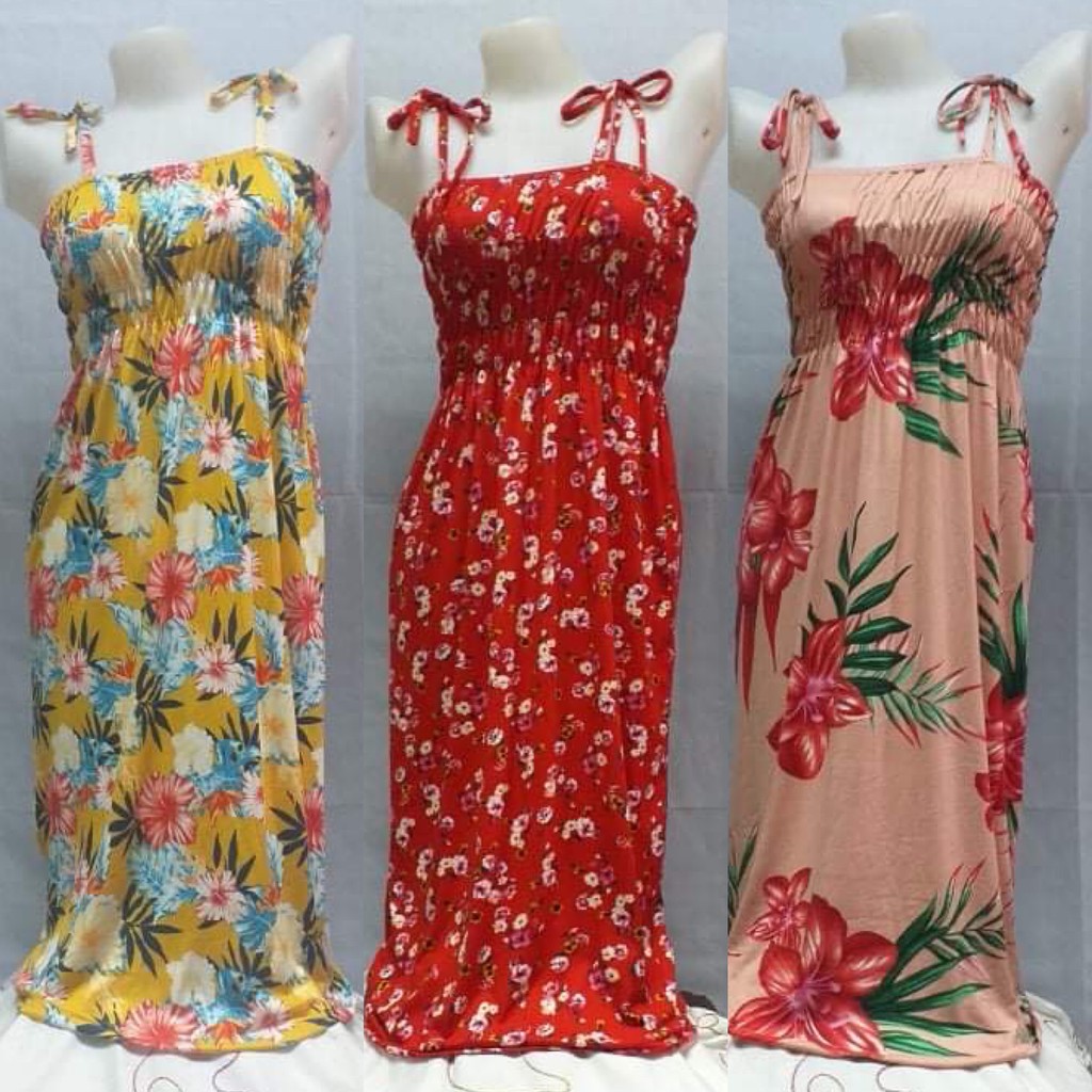 Strapped Slim Fit Smocking Duster Dress Summer Casual Daster Pambahay ...