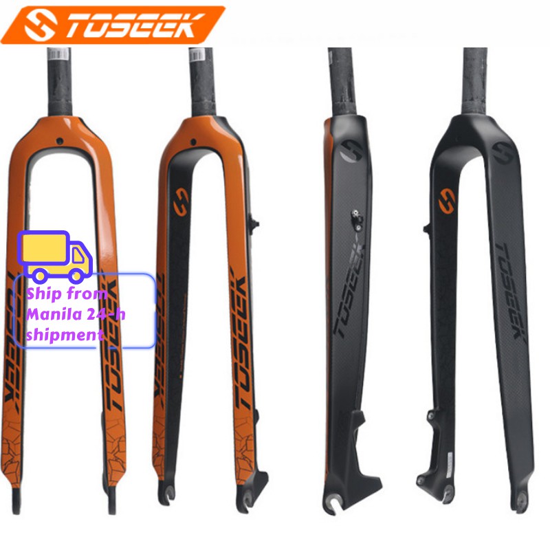 TOSEEK Carbon Fiber Bike Non-Tapered / Tapered Rigid Fork Fit 26 / 27.5 ...